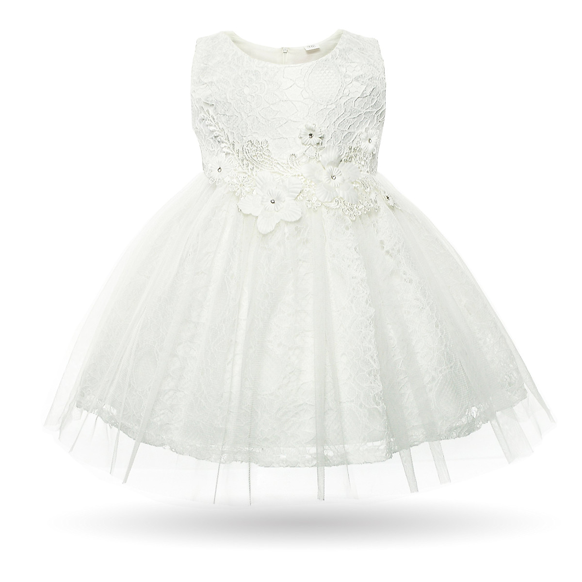 CIELARKO Baby Girl Dress Infant Flower Lace Wedding Party Dresses for 0-24 Months (18-24 Months, White)