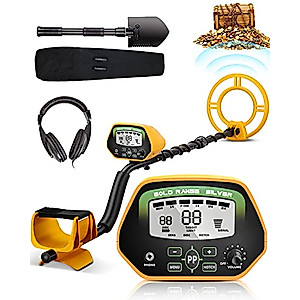 RM RICOMAX Metal Detectors for Adults - Professional Gold Detector for Treasure Hunt, IP68 Waterproof 10" Search Coil, Higher Accuracy with Stong Modes, Adjustable LCD Display with Headphones