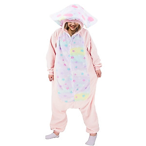 XIGUAGUO Adult Cartoon Mushroom Onesie Costume Animal Cosplay Christmas Homewear Pajamas Sleepwear for Women and Men