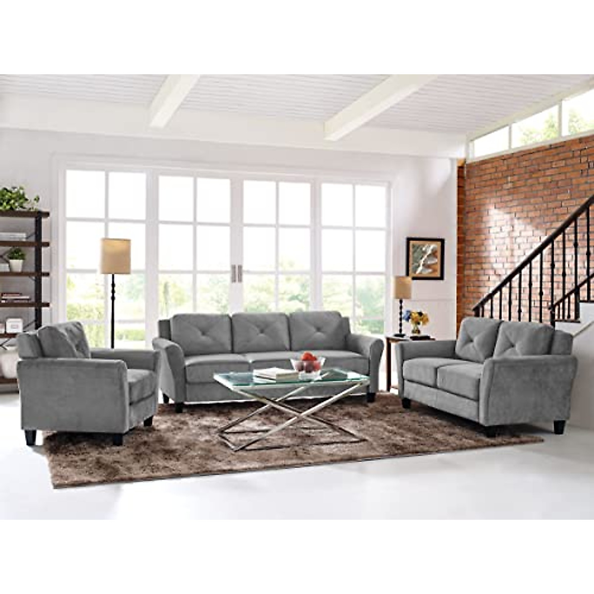 Lifestyle Solutions Harrington Sofa in Grey, Dark Grey