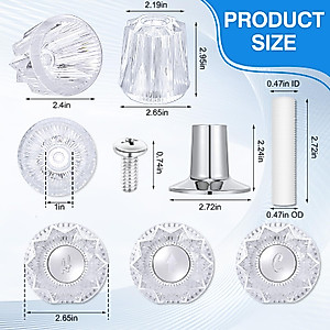 HyqehrtYazc Shower Knob Replacement 3 Pieces Acrylic Hot and Cold Handles Compatible with Price Verve Windsor Tub and Shower Faucets, Clear Bathtub Faucet Handles Replacement