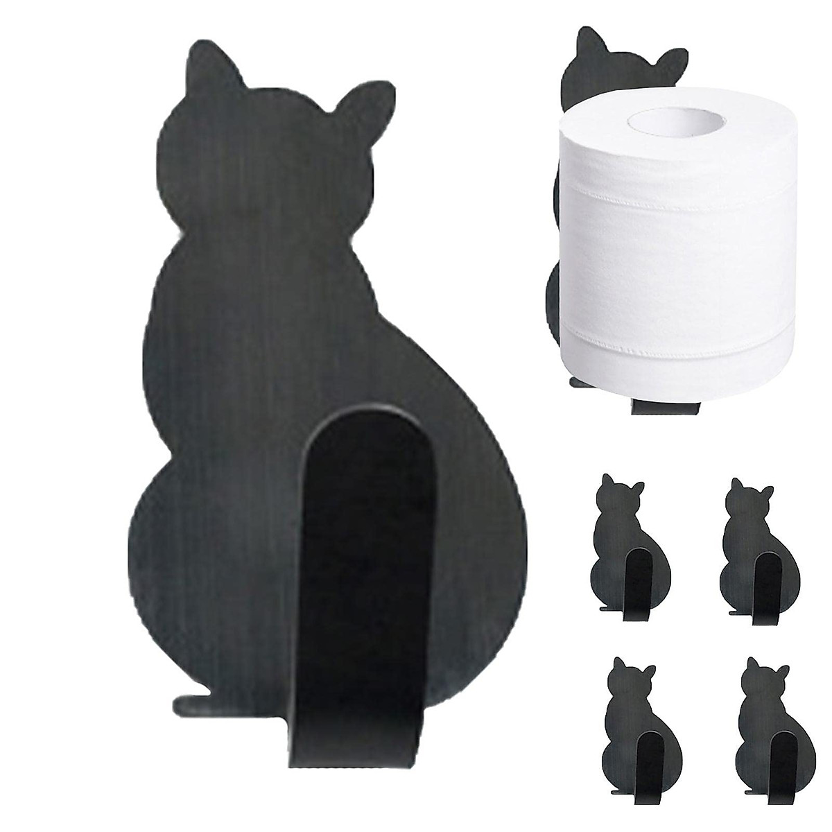 6Pcs Coat Hooks Cute Cat Shape Adhesive Hooks Wall Hooks Creative Wall Decorations Hanger Holder Stainless Steel for Hanging Coats Hat Towel Key Scarf Bags