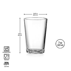 Glaver's Juice Glasses 7 OZ. Drinking Glassware Set of 4 Modern Tumbler Beverage Ice Tea Glass Cups - Uses for Juice, Water, Beer, Whiskey, Cocktails. Dishwasher Safe