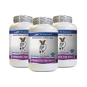 PET SUPPLEMENTS Dog Diarrhea Relief - PROBIOTICS for Dogs - Healthy Gut - Stop Gas Diarrhea and Bad Breath - Digestive Boost - Dog probiotics and Digestive enzymes - 3 Bottles (180 Treats)
