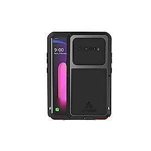 LOVE MEI Metal Case for LG V60/LG V60 ThinQ, Heavy Duty Robust Military Bumper Aluminum Metal Case Dustproof Shockproof Splashproof Full Body Protection Case Cover with Tempered Glass (Black)