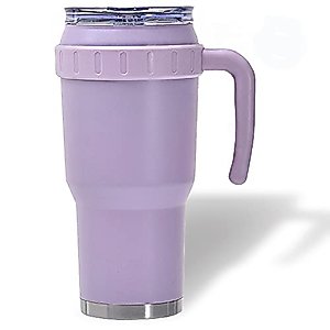 BAYINTNAL Enlarged 40oz Tumbler with Handle & Clear Slide Lid Sweat Proof Keep Cold Up to 12 Hours Vacuum Insulated Stainless Steel Travel Coffee Mug Dishwasher Safe, BPA Free (40 oz, Violet)