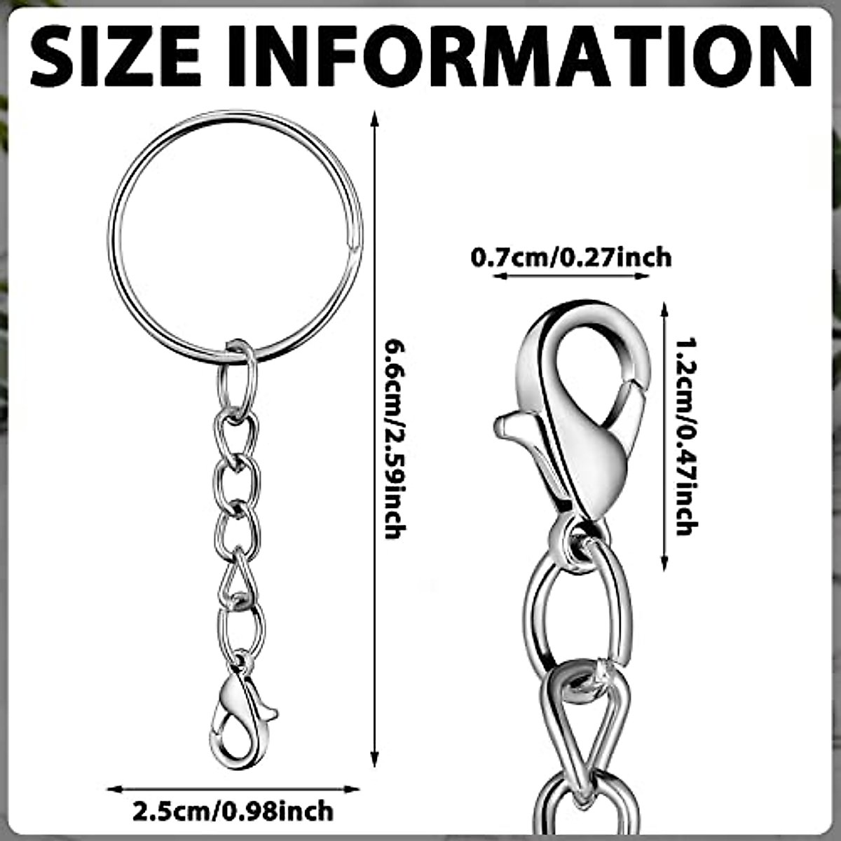 Sasylvia 100 Pcs Keychain Rings with Chain Key Chain Making Kit Include Split Key Ring with Chain, Open Jump Rings, Lobster Clasp, Keychain Ring for Crafts Jewelry Making Supplies, Silver
