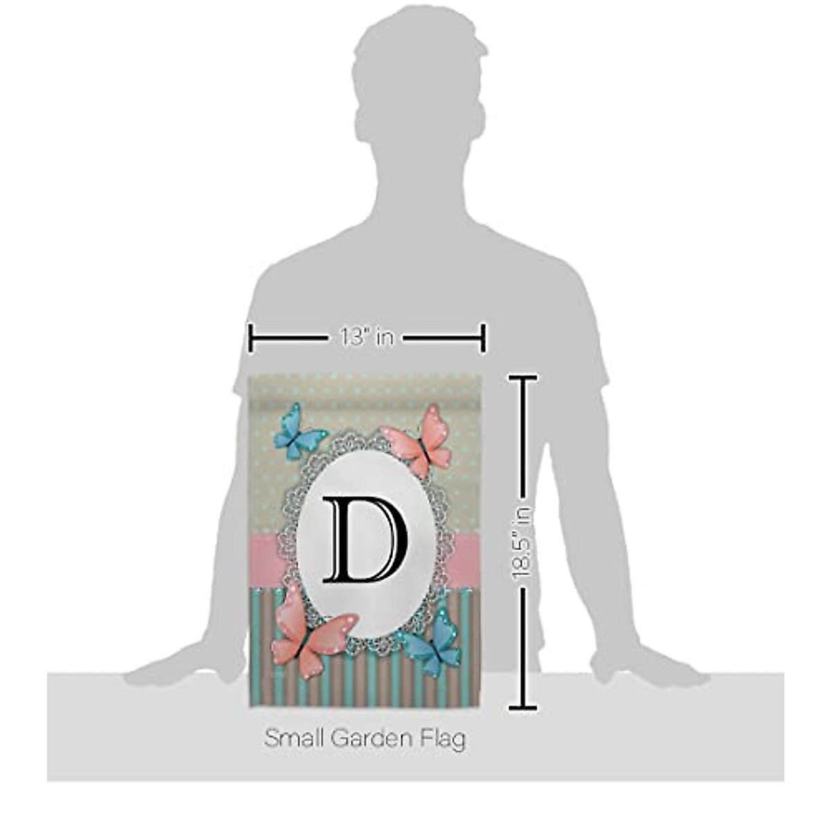 Breeze Decor D Initial Garden Flag Set Wall Hanger Monogram Friends Bugs & Frogs Butterfly Ladybugs Dragonfly Bee Springtime Insect Natural Wildlife House Yard Gift Double-Sided, Made in USA