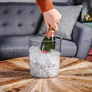 Spec101 Champagne Ice Bucket 6 Pack - Wine Bottle Chiller Beverage Tub Clear Plastic Ice Bucket Wine Buckets for Parties