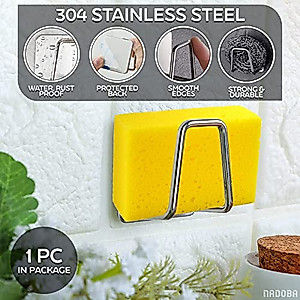 NADOBA Sink Sponge Holder for Kitchen - Stainless Steel Sponge Holder Kitchen Sponge Holder for Sink - Dish Sponge Holder for Sink Soap Sponge Holder - Sponge Caddy for Kitchen Sink Sponge Holder