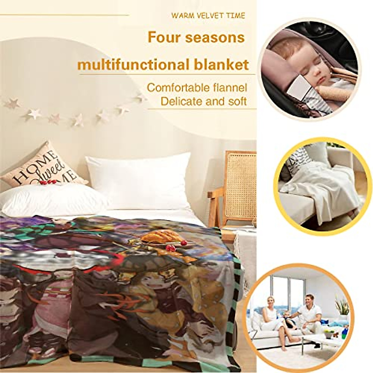 jopnloie Anime Blanket Flannel Fleece Warm Throw Blanket Couch Sofa Bed Living Room Blanket for Kids Adults 60&quot;X50&quot;