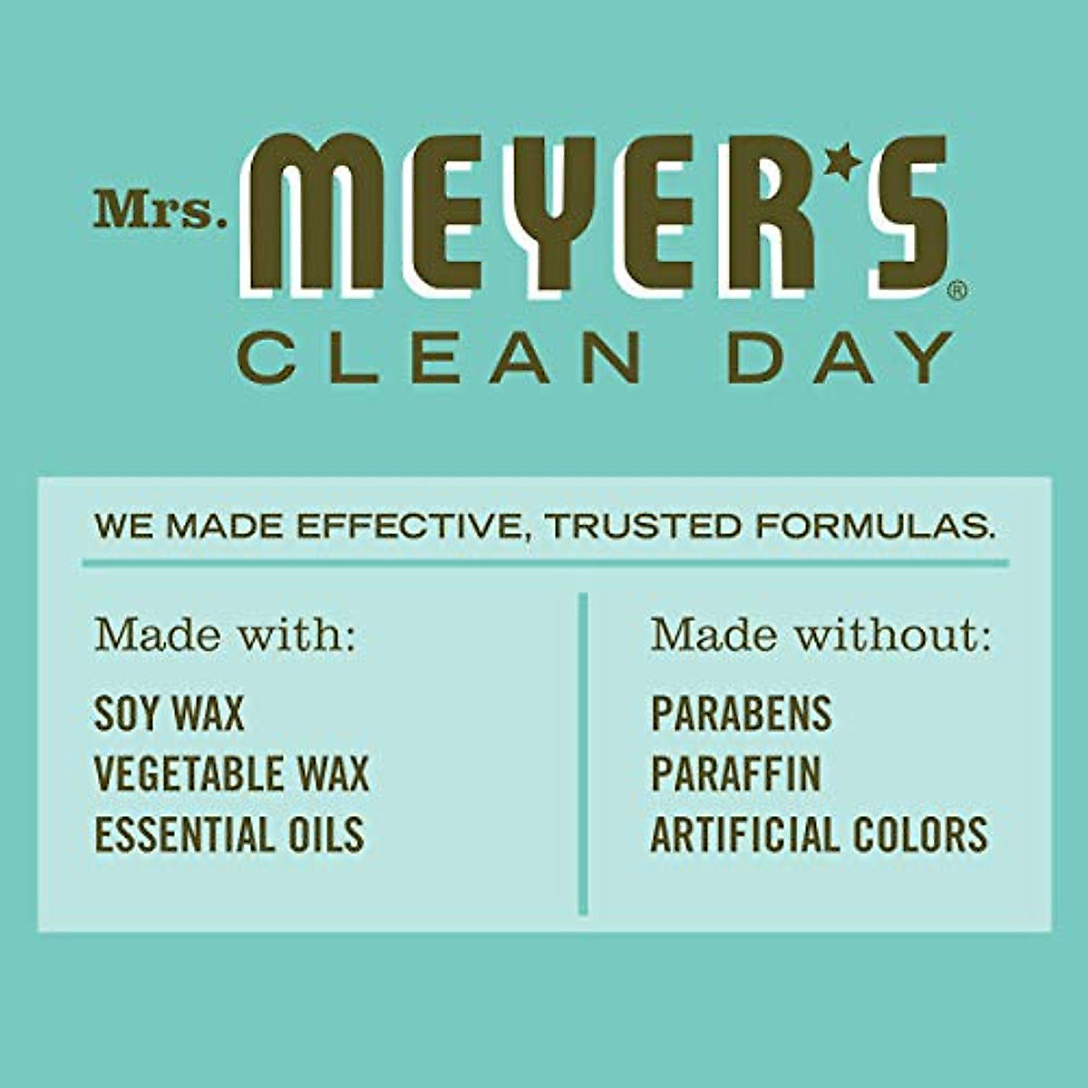Mrs. Meyer's Clean Day's Soy Tin and Glass Candle Bundle - Made with Essential Oils, 25 Hour Burn Time, Basil Scent, 2 Count