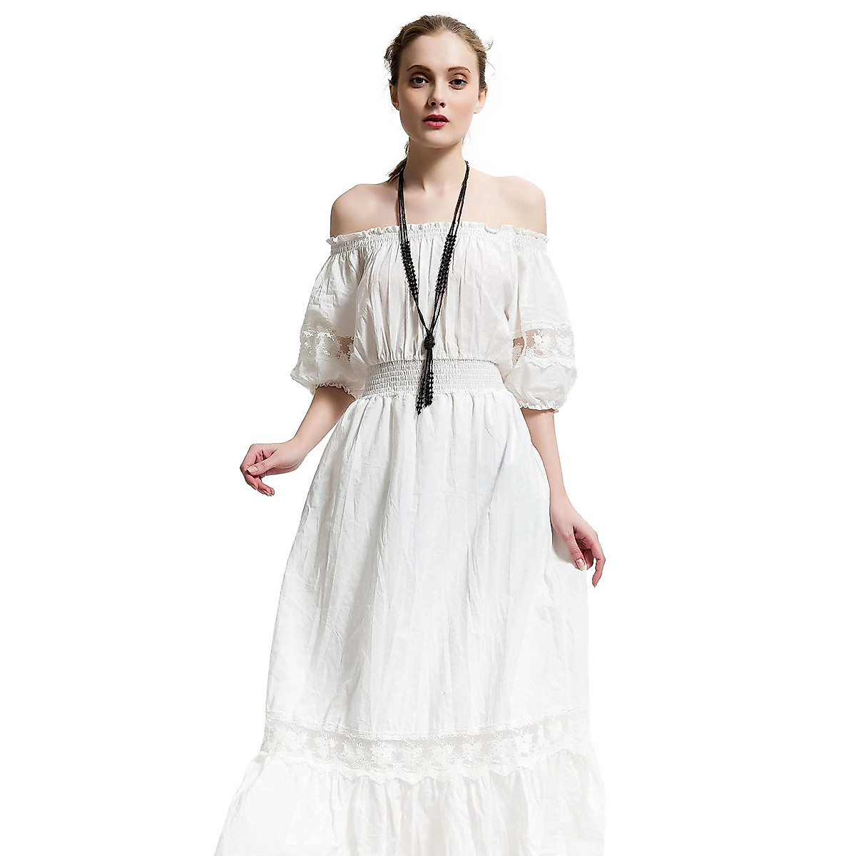 Vintage Style Charcoal Black Long Multitier Beaded Womens Necklace Jewelry (Long - 31")