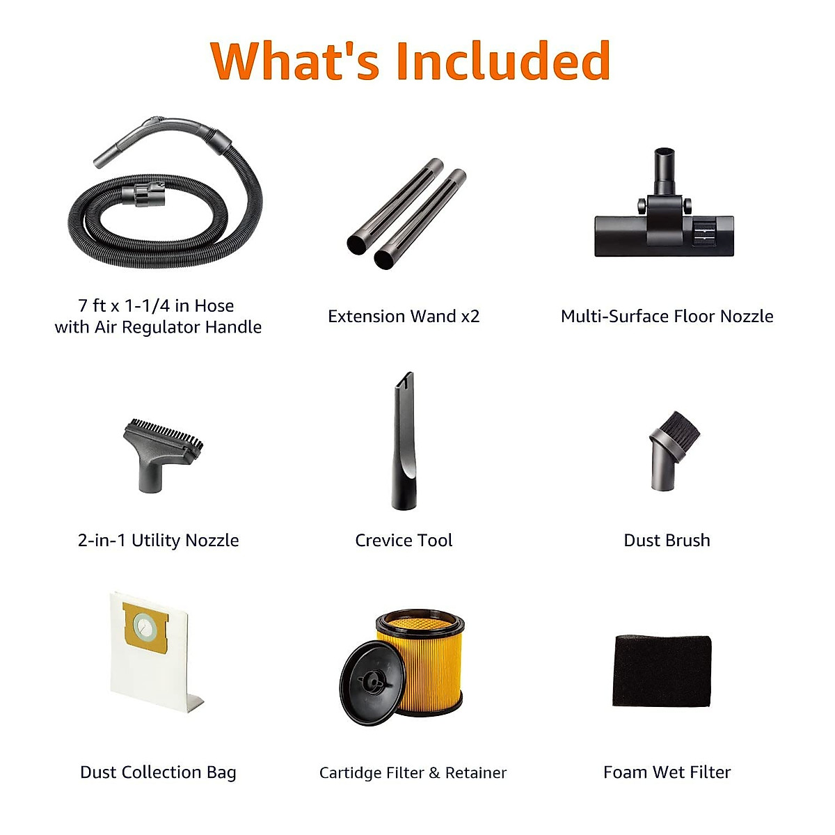 Amazon Basics 6 Gallon, 3.5 HP Stainless Steel Wet/Dry Vacuum, Ss, Grey, Black