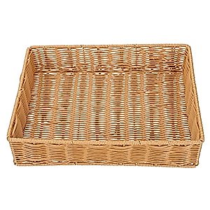 Cabilock Water Hyacinth Storage Baskets Rectangular Wicker Baskets Braided Weave Pantry Basket with Built- in Handles Rustic Woven Basket for Organizing 37 27 8cm