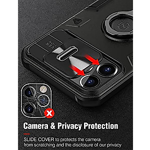 Nillkin for iPhone 14 Pro Max Case Stand, [Built in Kickstand & Slide Camera Cover] Military Grade Drop Protection Shockproof Hard PC Heavy Duty Bumper Phone Case for iPhone 14 Pro Max 6.7'' Black