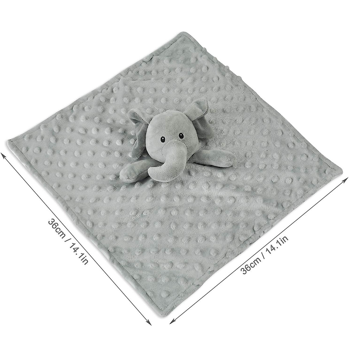 BORITAR Baby Blanket + Elephant Baby Security Blanket with Lovely Animals Printed, Soft Minky with Double Layer Dotted Backing