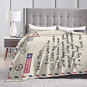 Poitvd Throw Blankets Anniversary Birthday Gift for Mom from Daughter Son, Dear Mom Blanket for Mother's Day