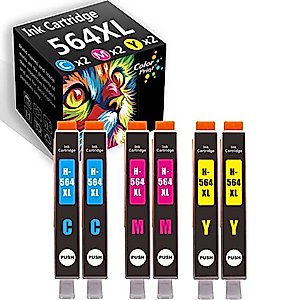 ColorPrint Compatible 564XL Ink Cartridge Replacement for HP 564 XL for 4620 4622 3520 3522 7510 7520 7525 6520 5520 6510 5510 7515 B8550 C6380 Printer (6-Pack, 2C2M2Y)