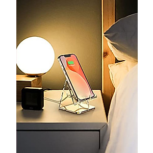 TOPGO Acrylic Cell Phone Stand, Clear Phone Holder for Desk, Office Desktop, Bedside Table, Compatible with iPhone 14/Samsung/Smartphones/iPad Mini