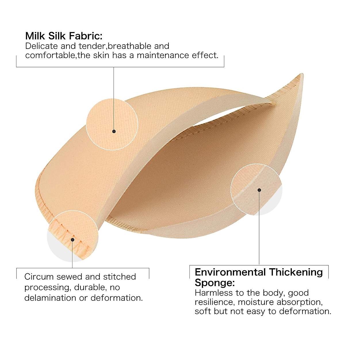 queensecret Bra Pad Inserts 3 Pairs,Bra Insert Pads For A-E,Breast Enhancers Push Up Bra,Bra Pads Sewn Padded for Sports Bra (A/B, Beige)