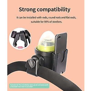 YEEJA 2in1 Stroller Accessories Bottle Holder with Phone Holder.Multiple uses Such as Phone Holder for Bike，Bike Cup Holder，Wheelchair Accessories.