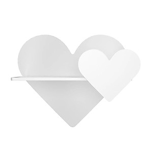 BugyBagy Decorative Heart Floating Wall Mounted Shelf for Bathroom, Bedroom, Living Room, Kitchen, Dining Room, Entryway (White Heart)