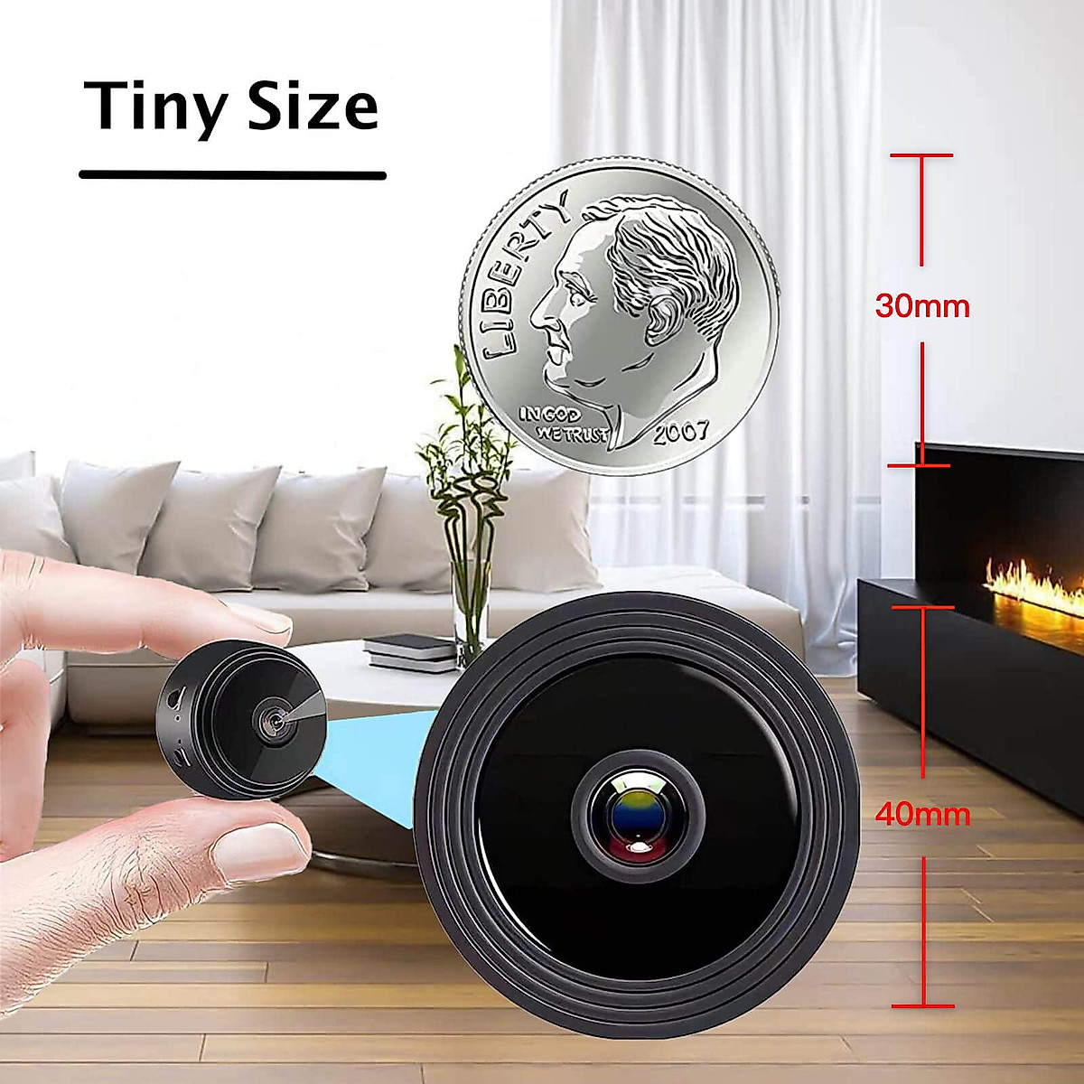 MDGLSYEE SHPTDJTIC Wireless Security Camera Mini Camera Outdoor/Indoor with Audio, Home Surveillance Camera, 1080P IP HD Build-in Battery 350mah，Infrared Night Vision, HDWIFI（3-Pack）