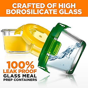 NutriChef 12PC Food Storage Containers - 4.48oz Mini Stackable Superior Premium Glass Meal-prep w/Airtight Locking Lid, BPA-Free Leakproof, Freezer-to-Oven-Safe, For Baby Food Snacks Fruits & Nuts
