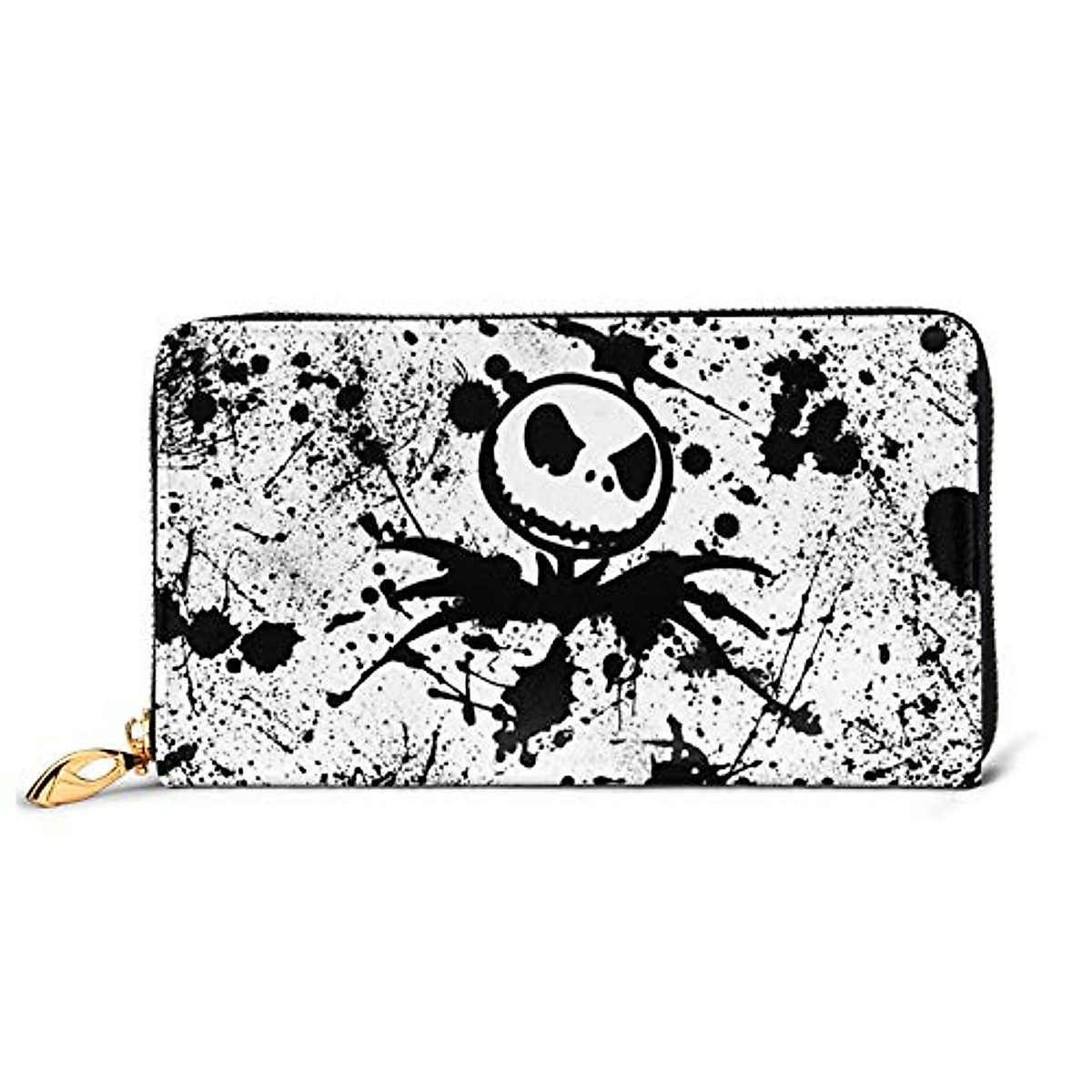 Women Halloween Zip Around Wallet Clutch large Travel Purse Genuine Leather Wallet