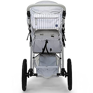 babyGap by Delta Children Trek Jogging Stroller - Greenguard Gold Certified - Car Seat Compatible - Lightweight, Extendable Canopy & Reclining Seat - Made with Sustainable Materials, Grey Stripes