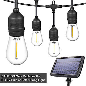 VISTERLITE LED S14 Low Voltage (DC 3V) Replacement Bulbs with E26 Base for Outdoor Solar String Lights, 15 Pack, Clear