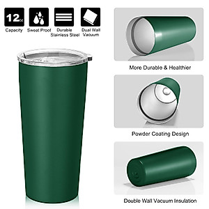 VEGOND 20oz Tumbler Stainless Steel Tumbler with Lid And Straw Vacuum Insulated Double Wall Travel Coffee Mug(dark green package 1)