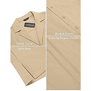 COOFANDY Men Casual Button Down Shirts Short Sleeve Camp Guayabera Shirts Resort Wear