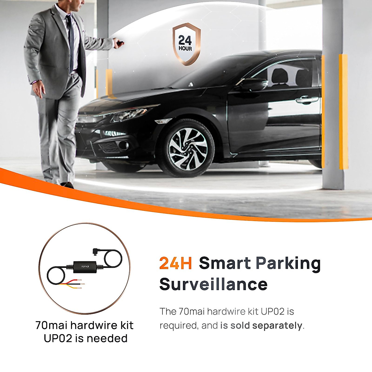 70mai Dash Cam Lite, 70mai Micro SD Card 32GB, 1080P Full HD, Sony IMX307, Built-in G-Sensor, 130° Wide Angle FOV, WDR, Night Vision, Loop Recording