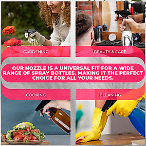 ALPENKOK 4 Pcs Spray Nozzle for Bottles - Spray Bottle Tops Replacement, Durable Plastic, Adjustable Length, 2 Spray Modes, Fits 8 Oz and 16 Oz Bottles, Good Sealable Fit for Home and Garden Use