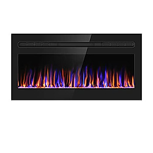 Upesitom Electric Fireplace Insert 31" Fireplace Heater Recessed & Wall Mounted, 750/1500W Linear Fireplace LED Fireplace Insert with Adjustable Flame Colors, Bracket, Timer, Remote Control