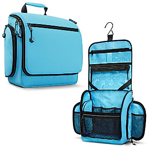 VENTURE 4TH Hanging Travel Toiletry Bag for Women & Men - Travel Organizer with Expandable Compartments & Removable Clear Pouch for Toiletries (Light Blue)