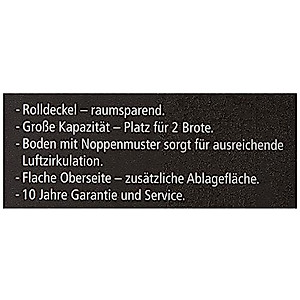 Brabantia Roll Top Bread Box (Matt Steel Fingerprint Proof) Large Front Opening Flat Top Bread Box, Fits 2 Loaves, Ideal for Kitchen Counter