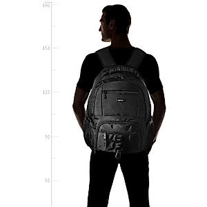 Amazon Basics Multi-Compartment Backpack with Top Handle and Padded Shoulder Straps, Fits up to 15-Inch Laptop - Black