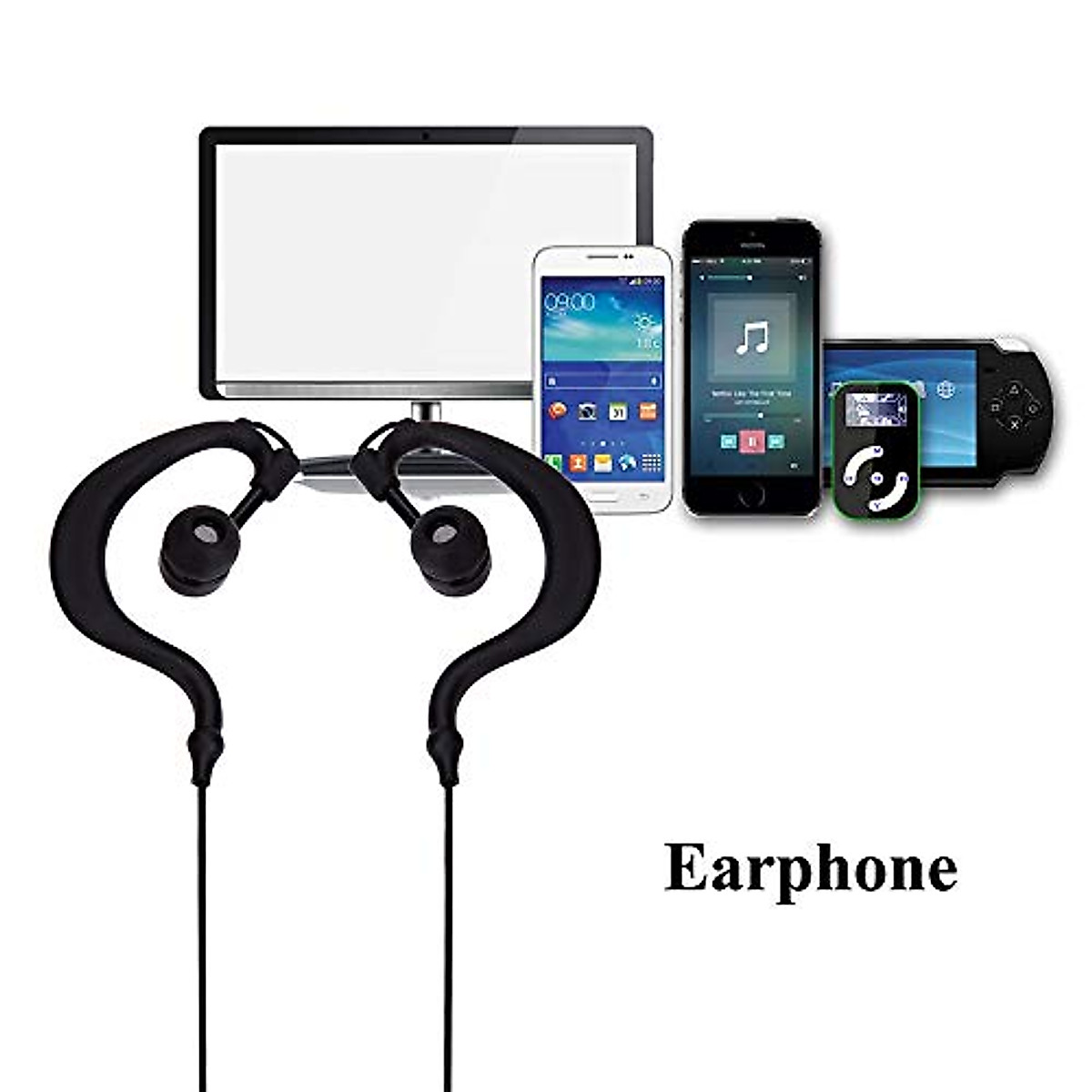 GZCRDZ Waterproof Sports Wired Earbud Earphone 3.5mm in Ear Hook Stereo Headphone for Swimming Diving Headset MP3 MP4 Player Cell Phone (Black)