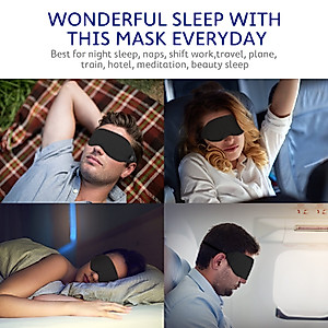 Mavogel Cotton Sleep Mask - Updated Design Light Blocking Sleep Eye Mask, Soft and Comfortable Night Sleeping Mask for Men Women, Eye Blinder for Travel/Sleeping, Includes Travel Pouch, Black