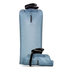 Vapur Flexible Collapsible Wide Mouth Anti-Bottle with Detachable Carabiner, 34 Ounce, Blue Steel, Pack of 1