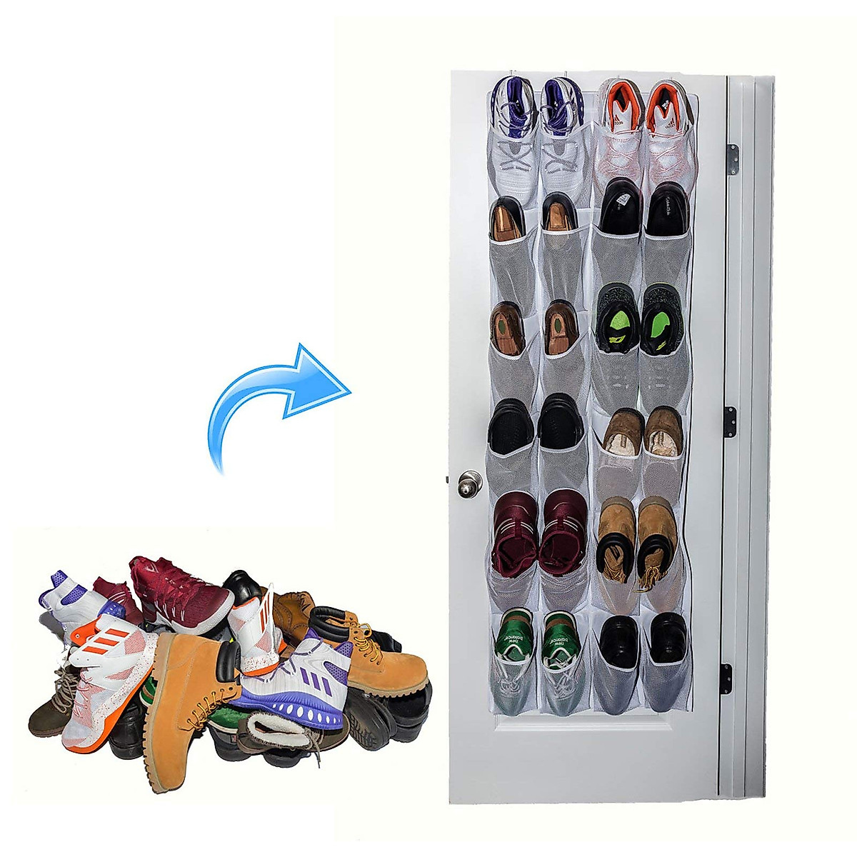 Roomganize Large Shoe Organizer, Sneaker Rack, for Men's Big Shoes (White)