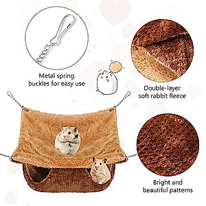Jspupifip 2 Pcs Guinea Pig Ferret Rat Hammock,Hamster Accessories for Cages,13.3x13.3 Inches,Hanging Bunkbed Hammock for Small Animals,Kitten,Squirrel,Chinchilla,Rat,Parrot,Guinea Pig Supplies