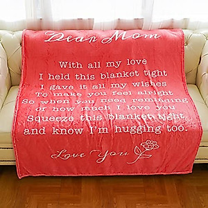 BLAMEZI Gifts for Mom Mother's Day, Valentines Day Birthday Gifts for Mom, Personalized Throw Blanket I Love You Birthday Gifts to My Mom from Daughter Son