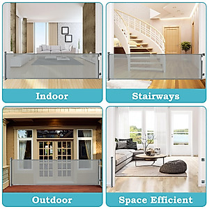 126 Inches Extra Wide Retractable Baby Gates for Large Openings, Sunnycome Extra Wide Baby Gate for Stairs, Doorways, Extra Long Dog Gates for Indoor, Outdoor, Child Gates for Wide Openings(Gray)