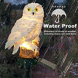 iDoGood 2packed Garden Solar Lights,Outdoor Decorative Resin Owl Solar LED Lights,Waterproof, with Stake, Small Figurine Lights for Garden Lawn Pathway Yard Decorations (White)