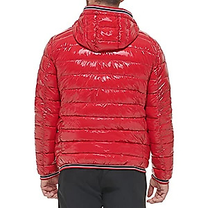 Calvin Klein Men's Hooded Super Shine Puffer Jacket, True Red, Medium