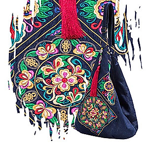 Women Crossbody Bag Fashion Hobo Shoulder Bags Casual Cross Body Denim Handmade Sling Bags,Heavy Embroidery Messenger Bag